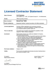 ULOSYSTEMS-For offshore grouting applications